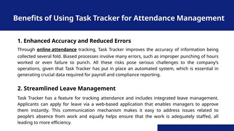 Task Tracker Simplify Attendance Management System Pptx