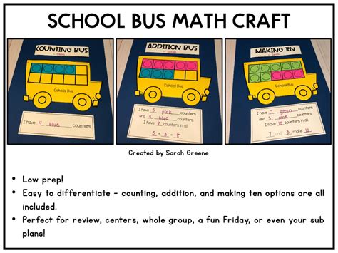 School Bus Math Craft Counting Addition Making Ten Made By Teachers