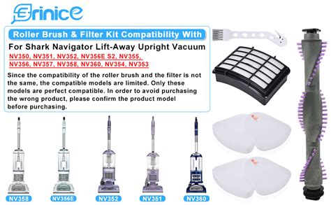 Erinice Filter Brush Roller Kit For Shark Navigator Lift