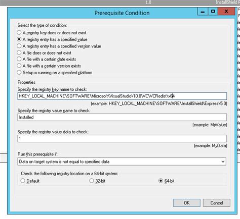 Installshield 2015 Registry Condition Issue Stack Overflow