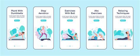 Fitness Exercises Onboarding Mobile App Screens 1632734 Vector Art At Vecteezy