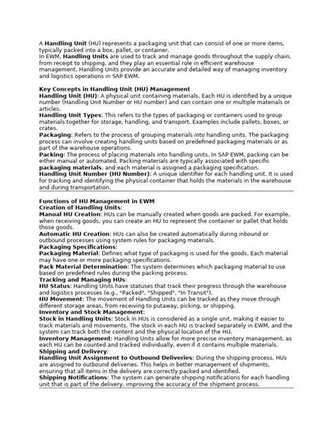 Hu Unit Pdf Warehouse Logistics