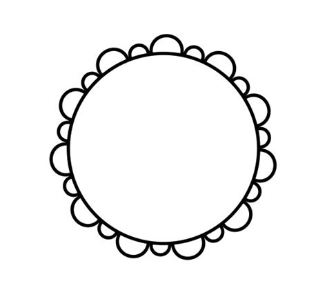 Scalloped Edge Circle Frame Simple Round Vector Image