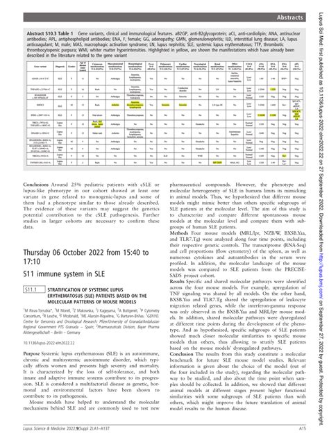 Pdf S111 Stratification Of Systemic Lupus Erythematosus Sle