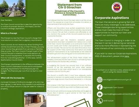 Precept 2024 25 Press Statement And Leaflet Biggleswade Town Council