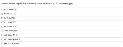 Solved Which Of The Following Are Valid Syntactically