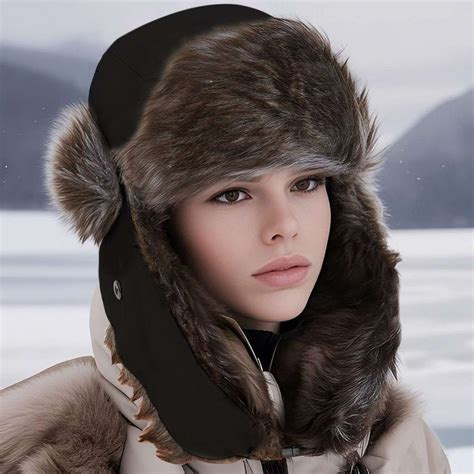 Men Womens Winter Warm Hats Ushanka Russian Hat Snow Eskimo Hat With