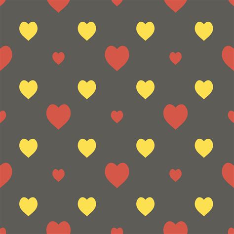 Seamless Pattern In Interesting Red And Yellow Hearts On Dark Gray