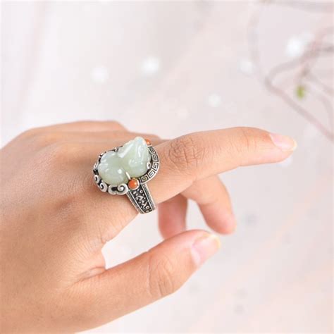 Natural Jade Pi Yao Prosperity Ring Buddha Power Store