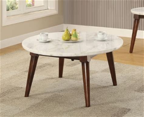 Latitude Run® Gasha White Marble Top And Walnut Finish Coffee Table Wayfair