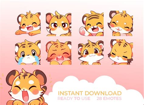 28 Cute Tiger Emote For Streamingdiscord Mega Pack Etsy