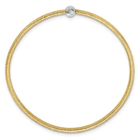 Leslies 14k With Rhodium Polished With Diamond Cut Bead Str Dondero