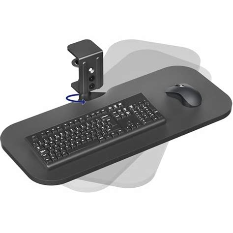 Vivo Clamp On 23 X 10 Inch Rotating Computer Keyboard And Mouse Tray Extra Sturdy Desk Swivel
