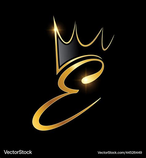 Gold Monogram Crown Logo Initial Letter E Vector Image