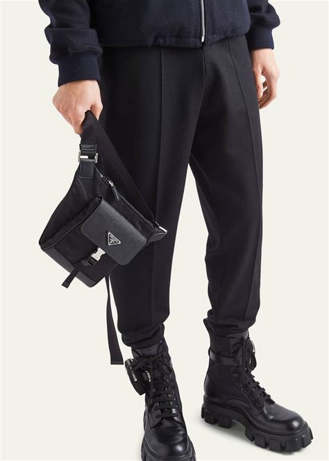 Prada Mens Nylon And Leather Crossbody Bag Bergdorf Goodman