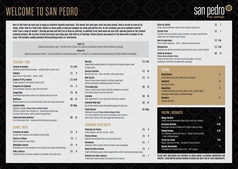 Main Menu San Pedro