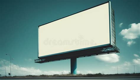 Blank Billboard On The Highway With Blue Sky And White Clouds Stock
