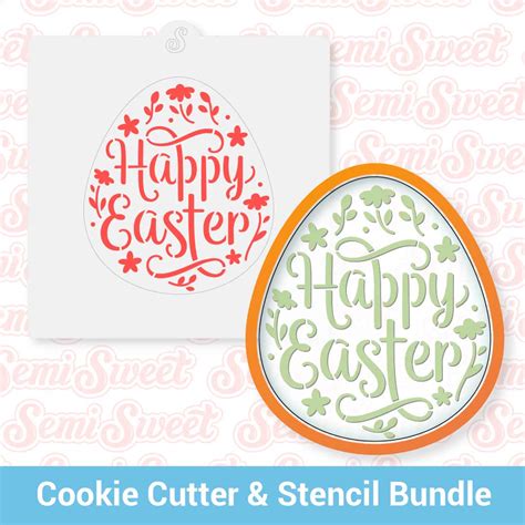 Floral Easter Egg Cookie Cutter And Stencil Bundle