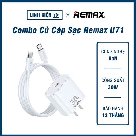 Hàng Xịn Combo Sạc Nhanh 30w Remax Rp U71 Typec To Typec Củ Sạc
