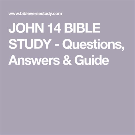 John 14 Bible Study Questions Answers Guide Artofit