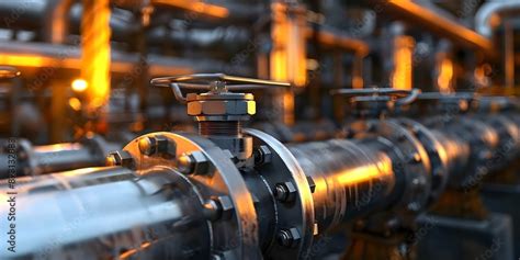 Valves In An Oil And Gas Processing Plants Pipeline System Concept Flow Control Valves