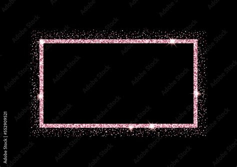 Rectangle Rose Gold Glitter Frame With Sparkling Stars Luxury Template