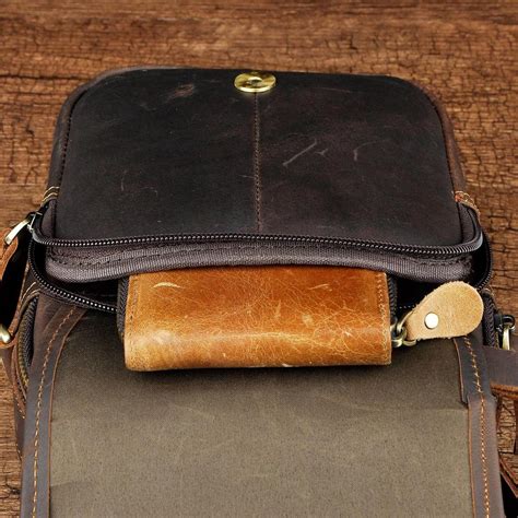 Mens Genuine Leather Multi Compartment Handbag With Single Shoulder And