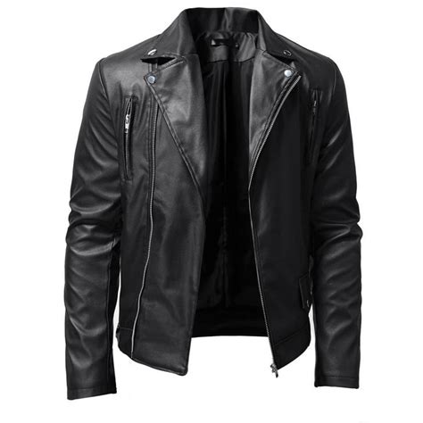 Chaqueta De Cuero Para Hombre Moda Cuello Levantado Punk
