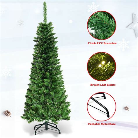 Costway Pre Lit Artificial Pencil Christmas Tree 65ft Homebase