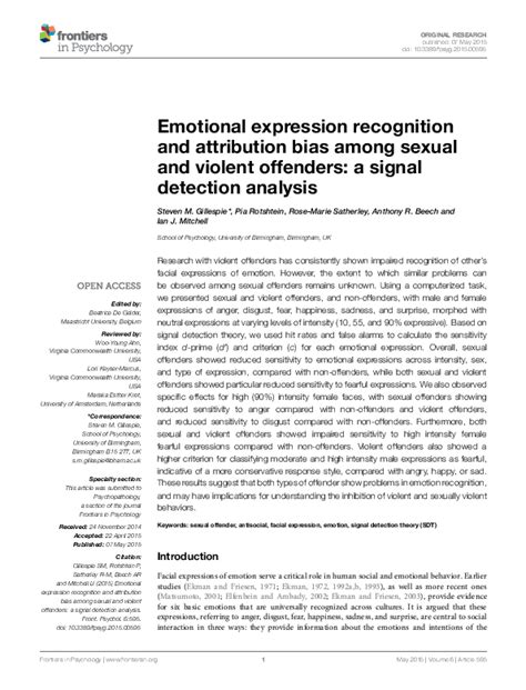 Pdf Emotional Expression Recognition And Attribution Bias Among
