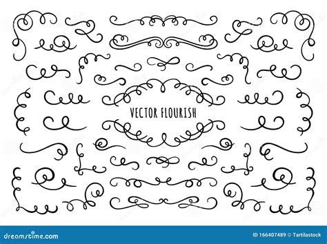 Set Of Decorative Flourish Dividers Borders Royalty Free Stock