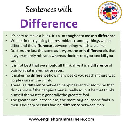 Sentences With Difference Difference In A Sentence In English