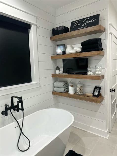Modern Farmhouse Bathroom Floating Bathroom Shelf Decor Floating