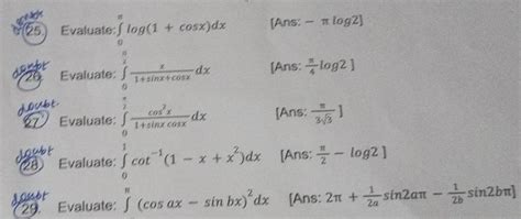 Evaluate ∫0π Log1cosxdx Ans −πlog2 80ept Evaluate ∫02 1sinxcosx