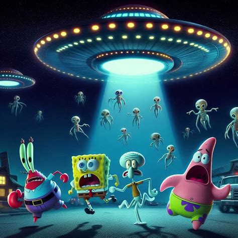 Spongebob And Friends Get Invaded By Aliens Spongebob Aliens
