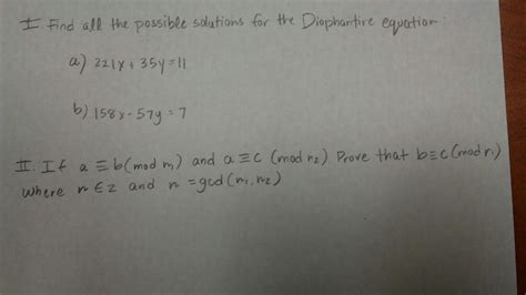 Solved Find All The Possible Solution For The Diophantine