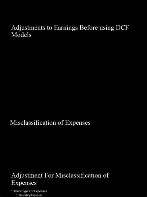 Mba775 Acf 6 Adjustments To Earnings Before Using Dcf Models Pdf Book Value Expense