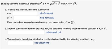 solved point solve the initial value problem yy′ x x2 y2