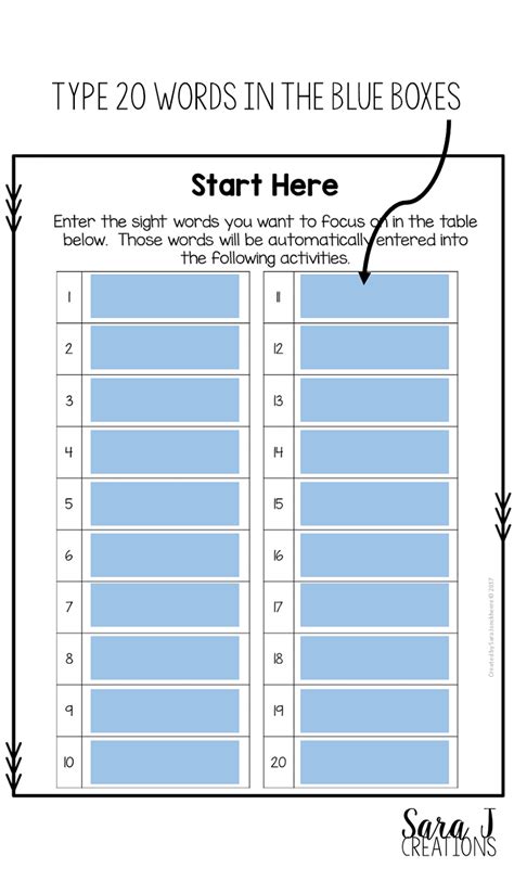 Sight Word Template