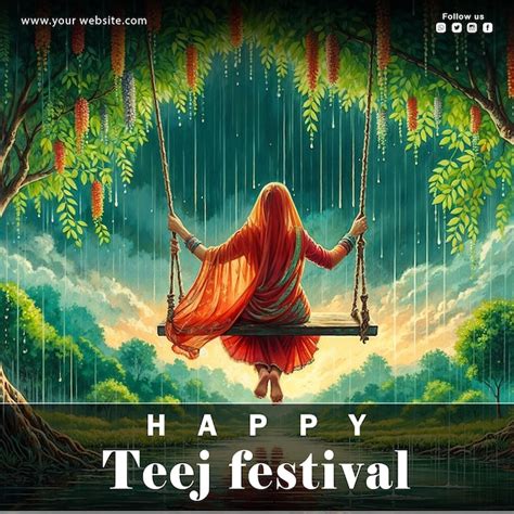 Premium Psd Psd Happy Teej Festival Social Media Poster Design