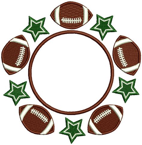 Football And Stars In The Circle Filled Machine Embroidery Design Digi