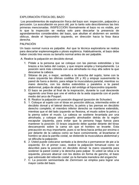 Exploración Física Del Bazo Pdf Bazo Abdomen