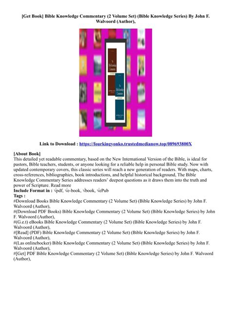 Ppt Free Book Bible Knowledge Commentary 2 Volume Set Bible Knowledge Series B