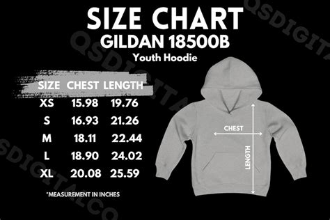 Gildan 18500b Size Chart Youth Hoodie Size Guide Gildan 18500b Mock