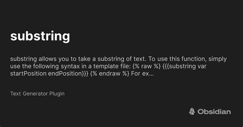 Substring Text Generator Plugin