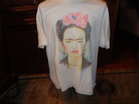 White Frida Kahlo Portrait Art Adult 2x Cotton T Shir Gem