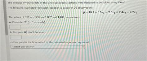 Solved The Exercise Involving Data In This And Subsequent