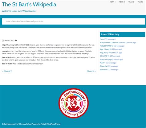 Year 4 Class 12 Computing Wikipedia Pages Tudor Kings And Queens