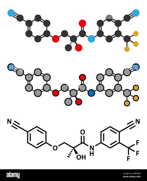 Enobosarm Drug Molecule Stylized 2d Renderings And Conventional