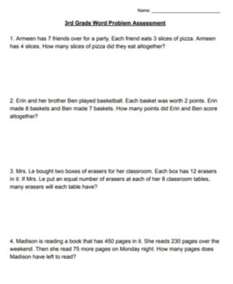 2 Step Word Problem Assessment By Stephvelichko Tpt